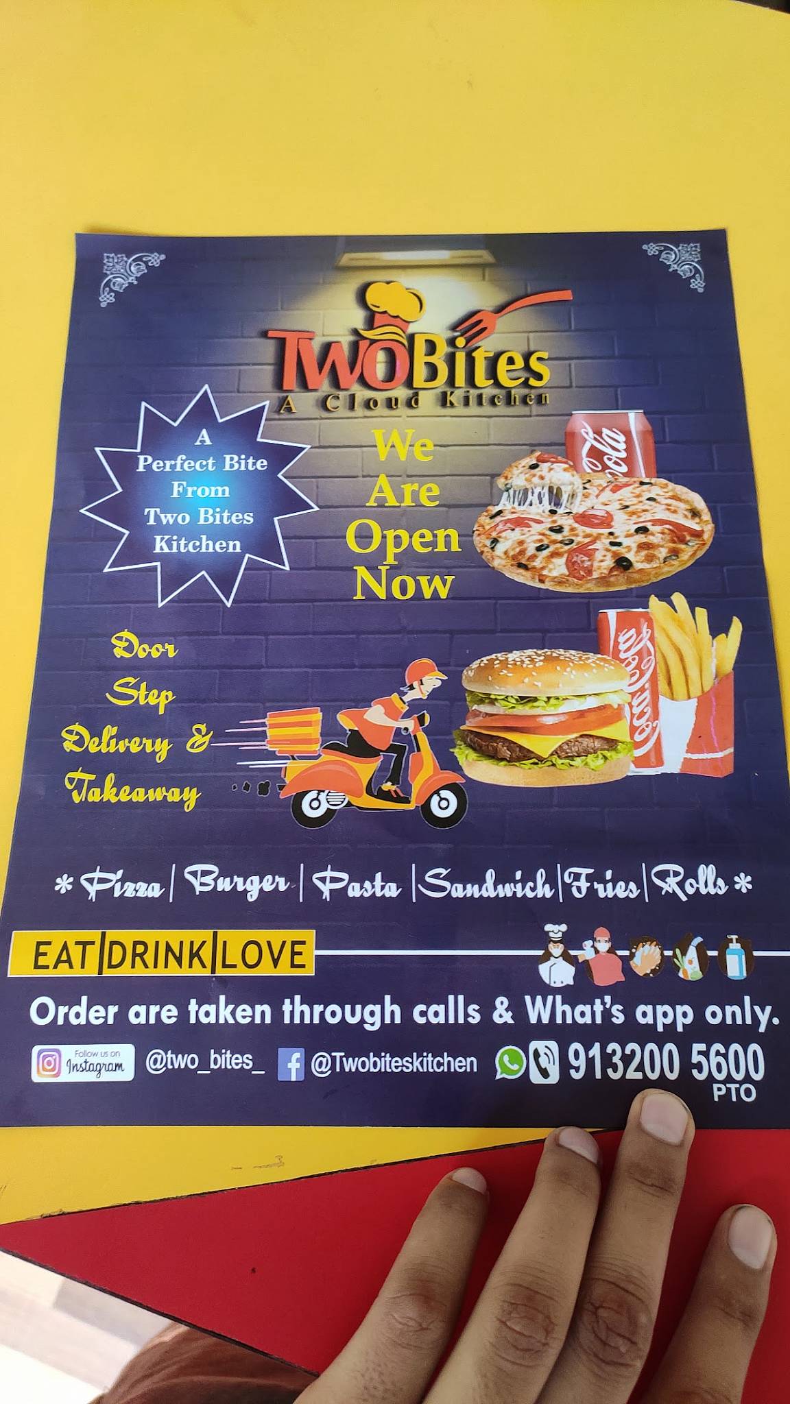 Menu at Two Bites, Kosli