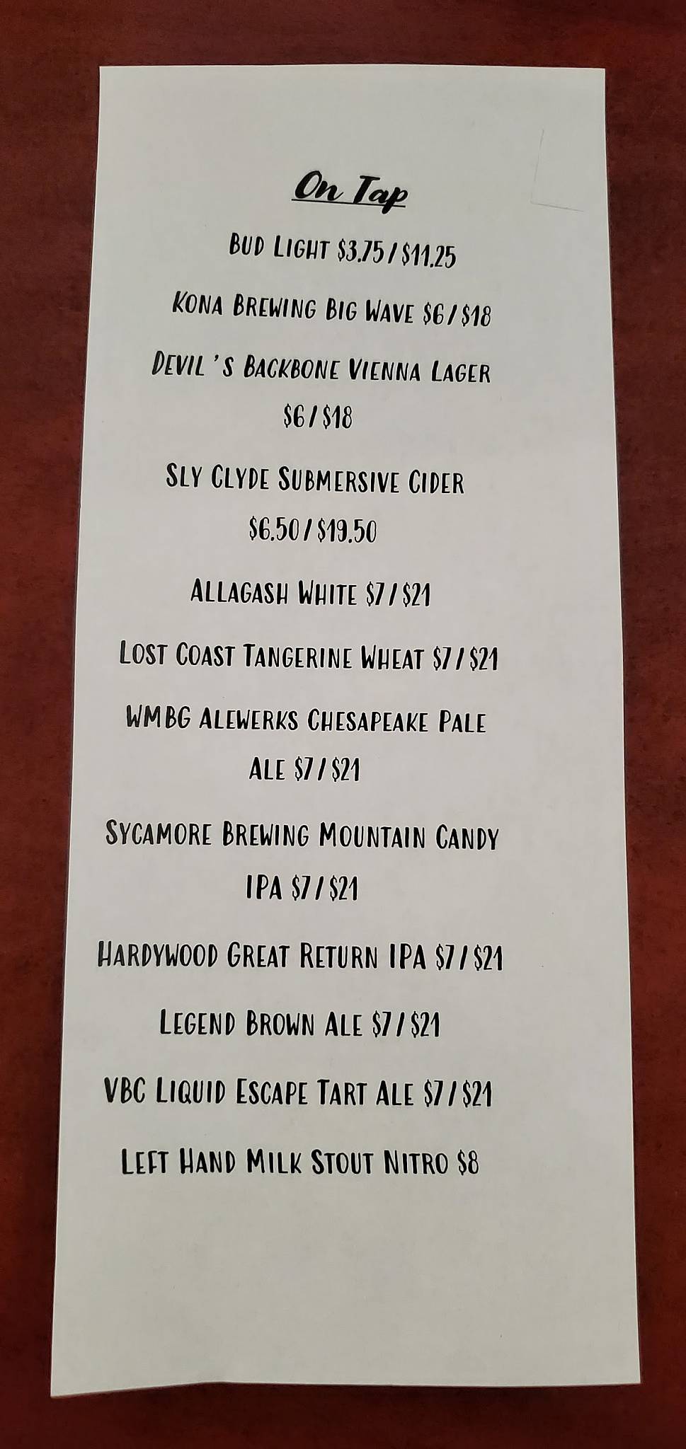Menu at Two Drummers Smokehouse BBQ, Toano