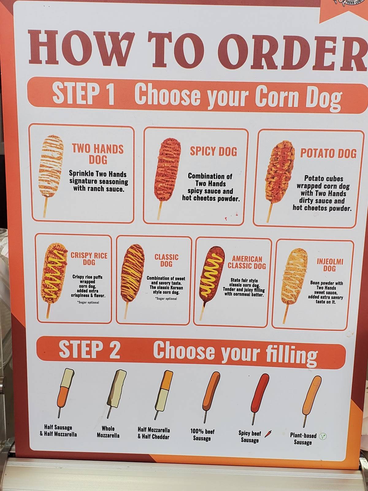 Menu at Two Hands Seoul Fresh Corn Dogs restaurant, East Los Angeles