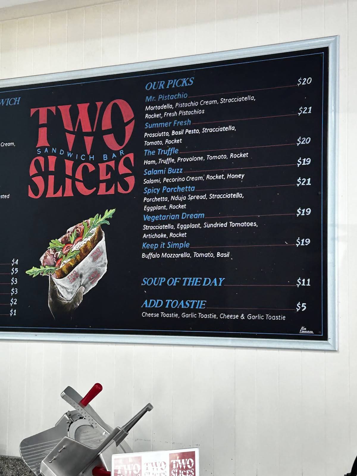 Menu at Two Slices Sandwich Bar, Scarborough