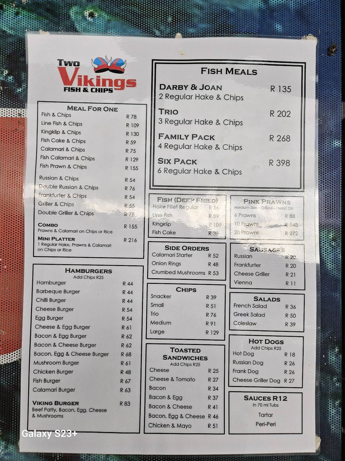 Menu at Two Vikings restaurant, Umlazi, Shop 17
