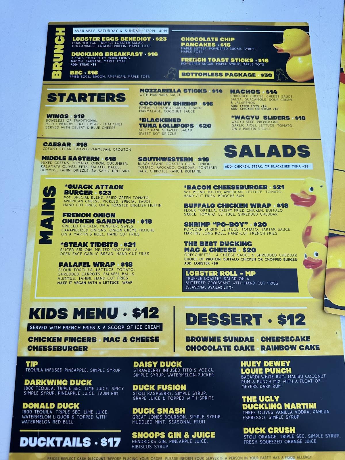 Carta del restaurante Ugly Duckling - Long Beach, Long Beach