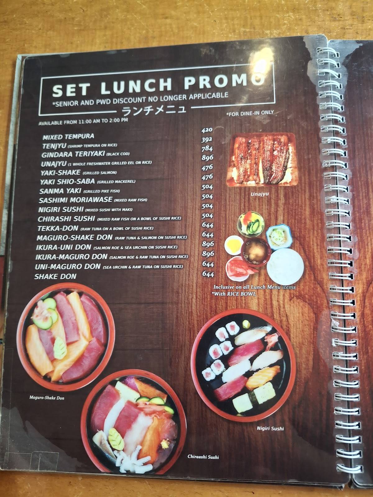 Menu at Umenoya restaurant, Biñan, 834J+MRJ