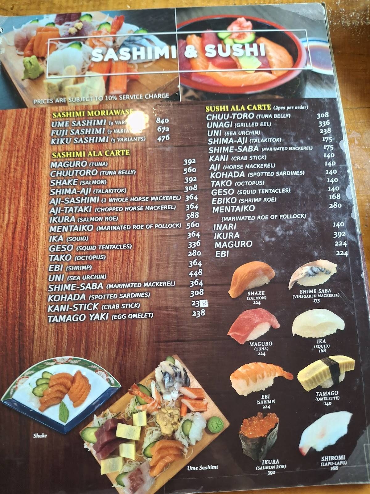 Menu at Umenoya restaurant, Biñan, 834J+MRJ