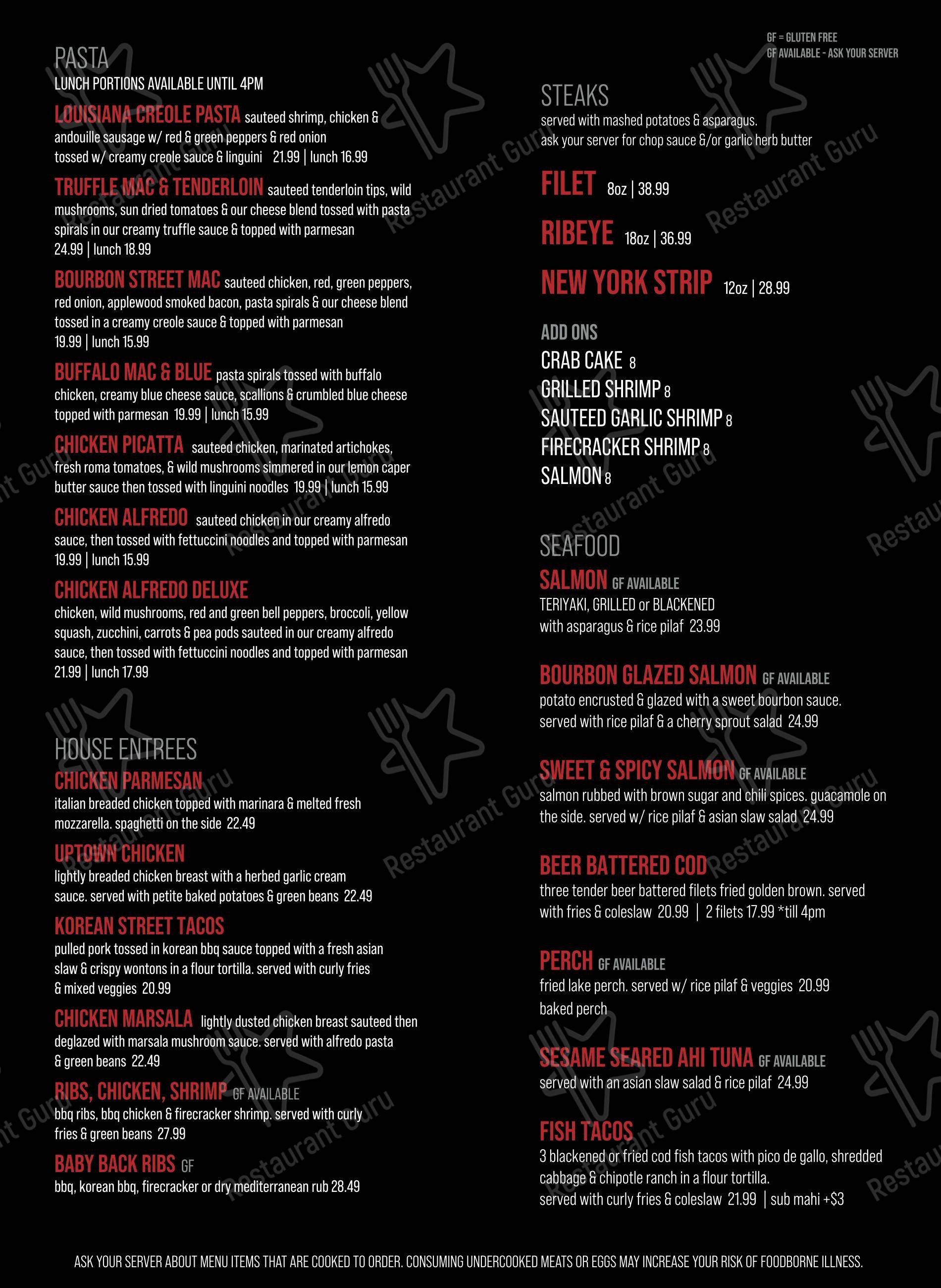 Menu at Uptown Grille pub & bar, Commerce Charter Township