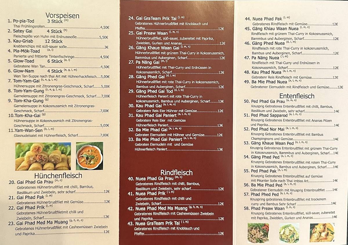 Speisekarte von Uthai Imbiss Thai frische Küche restaurant, Rotenburg ...