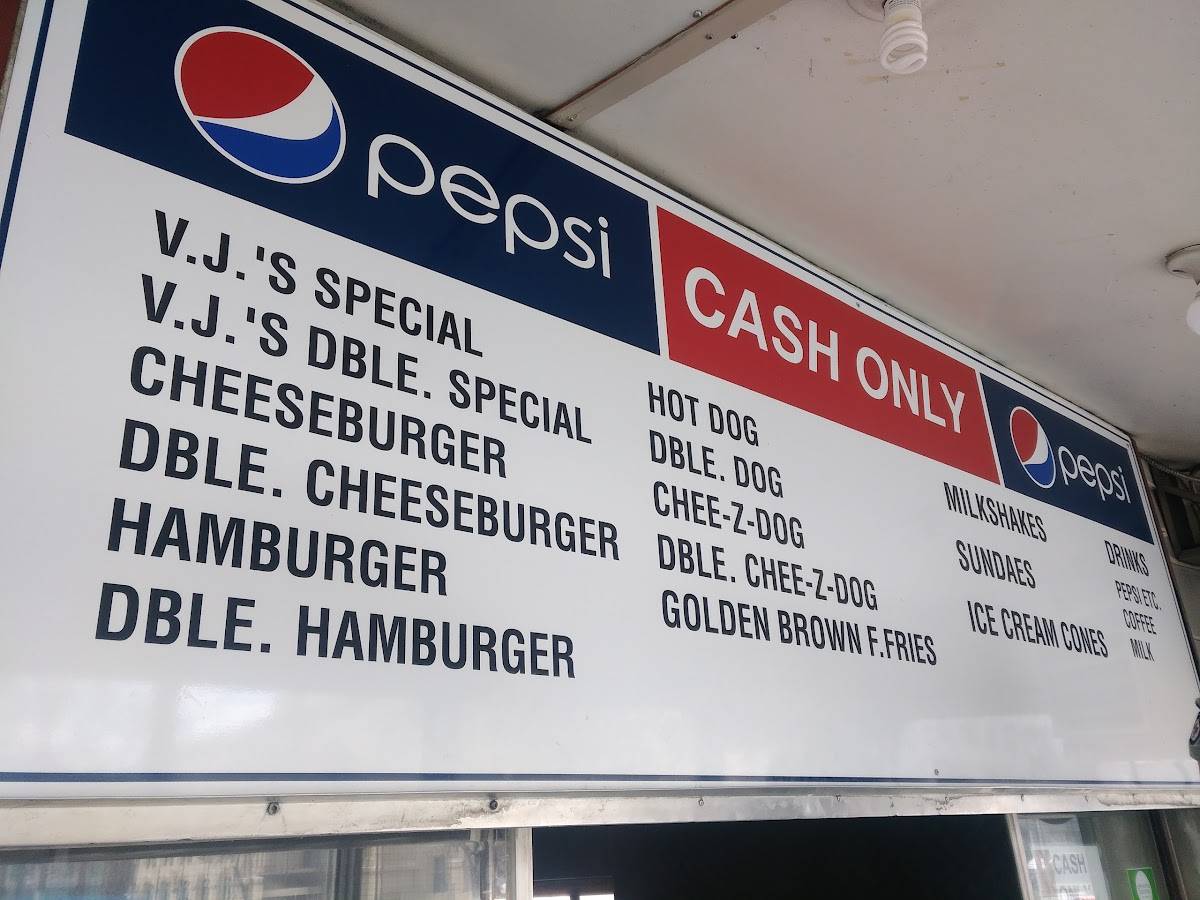 Menu at VJ's Drive Inn restaurant, Winnipeg
