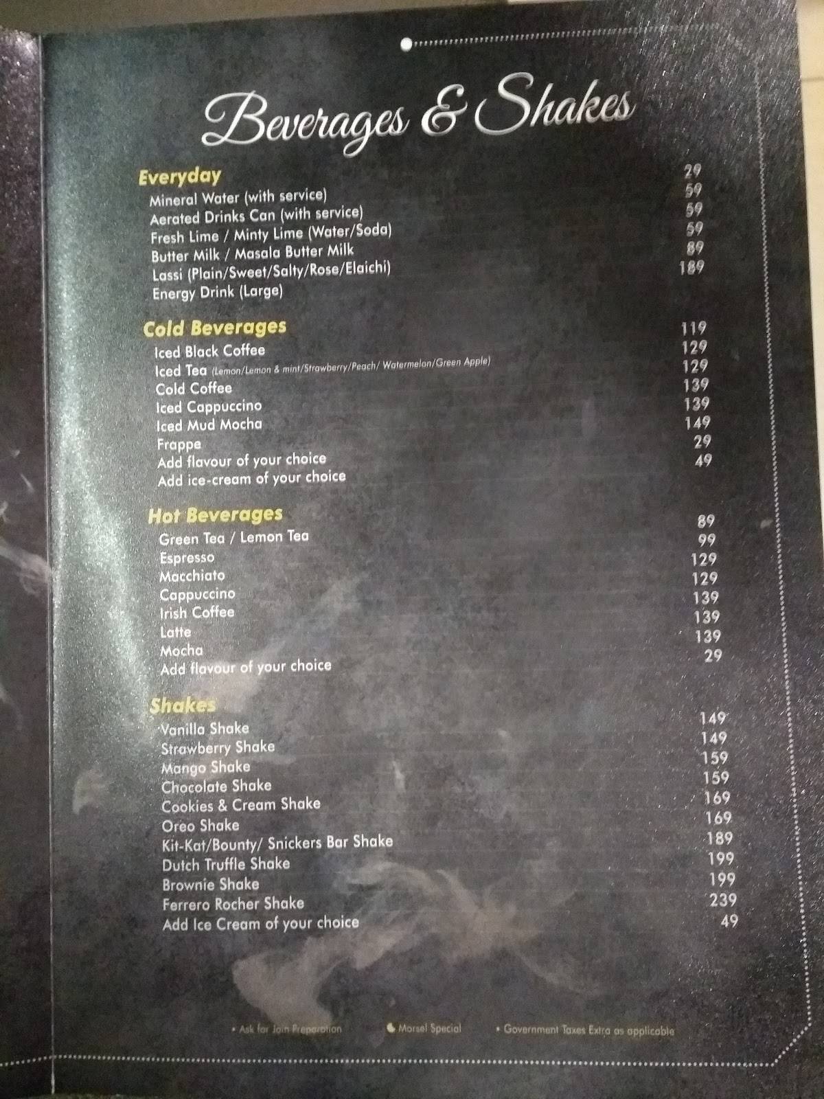 Menu at The Morsel Restaurant, Vadodara, 1st Floor