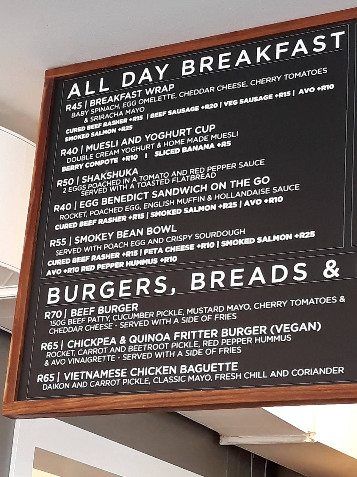 Menu at Vagabond Kitchens Silo District restaurant, Cape Town