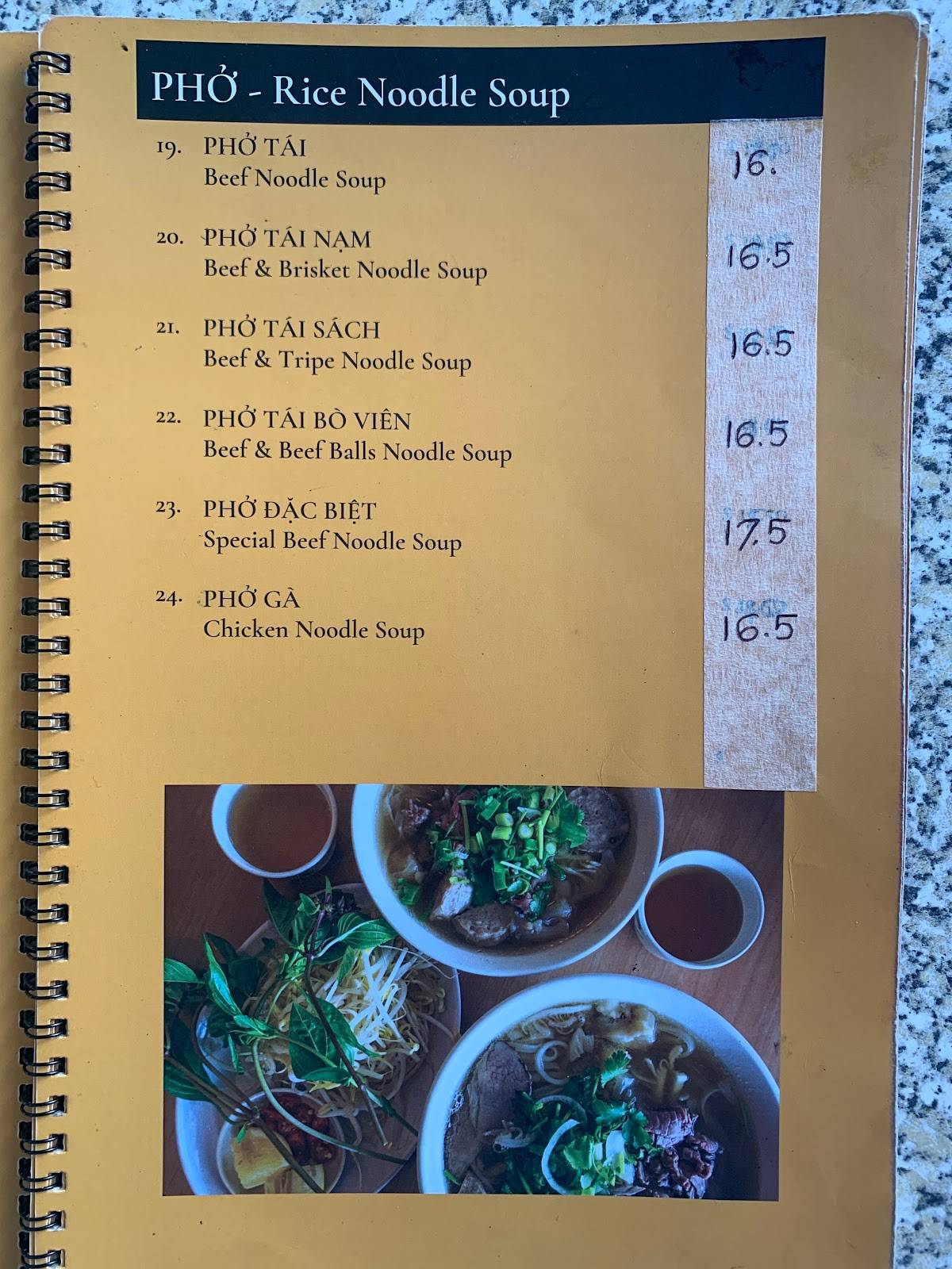Menu at Van Vietnamese Restaurant, Darra