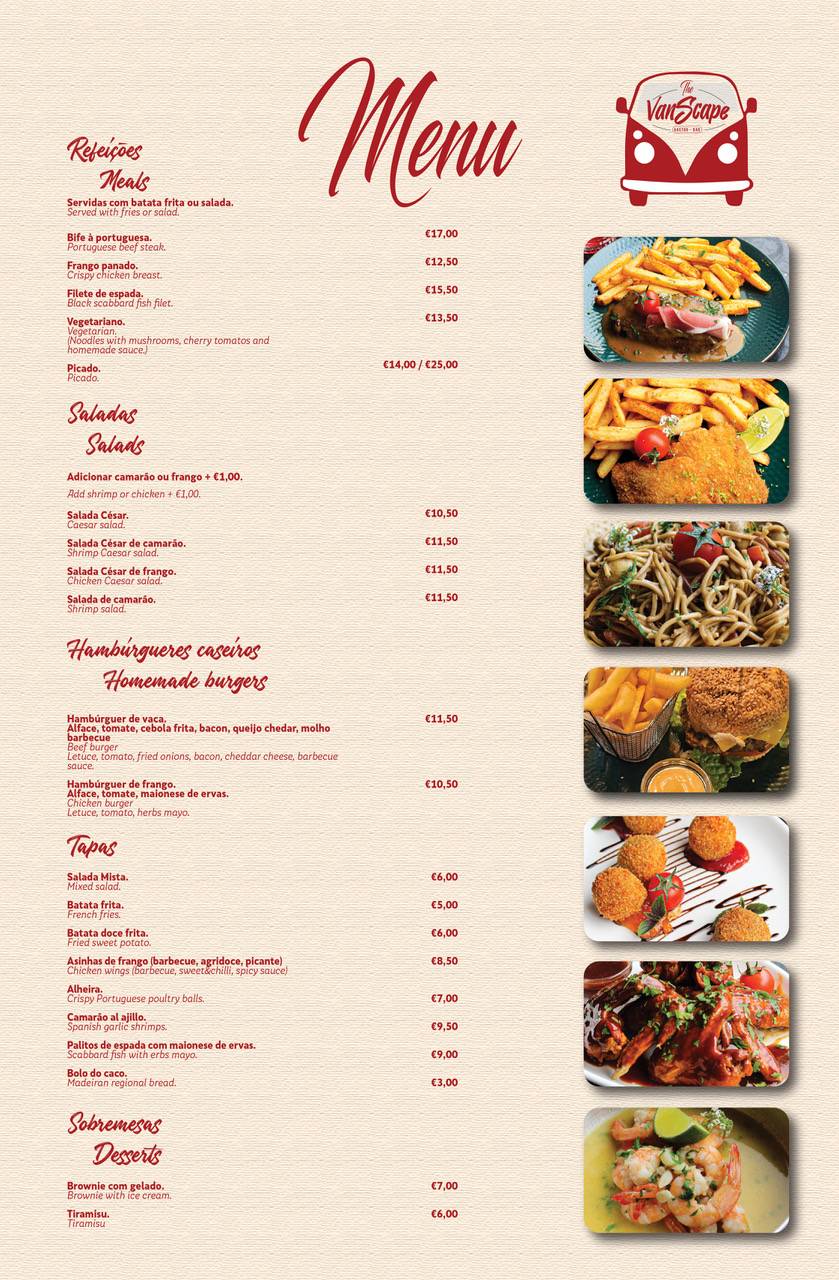 Menu at VanScape GastroBar, Funchal