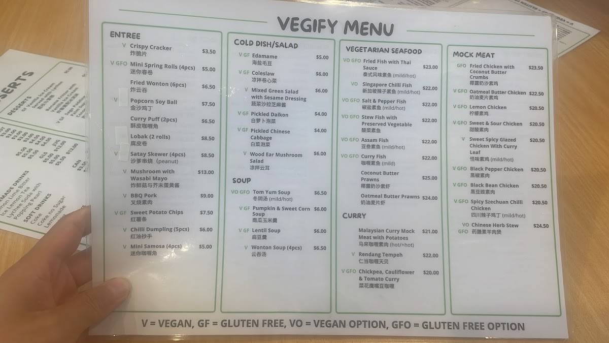 Menu at Vegify restaurant, Knoxfield