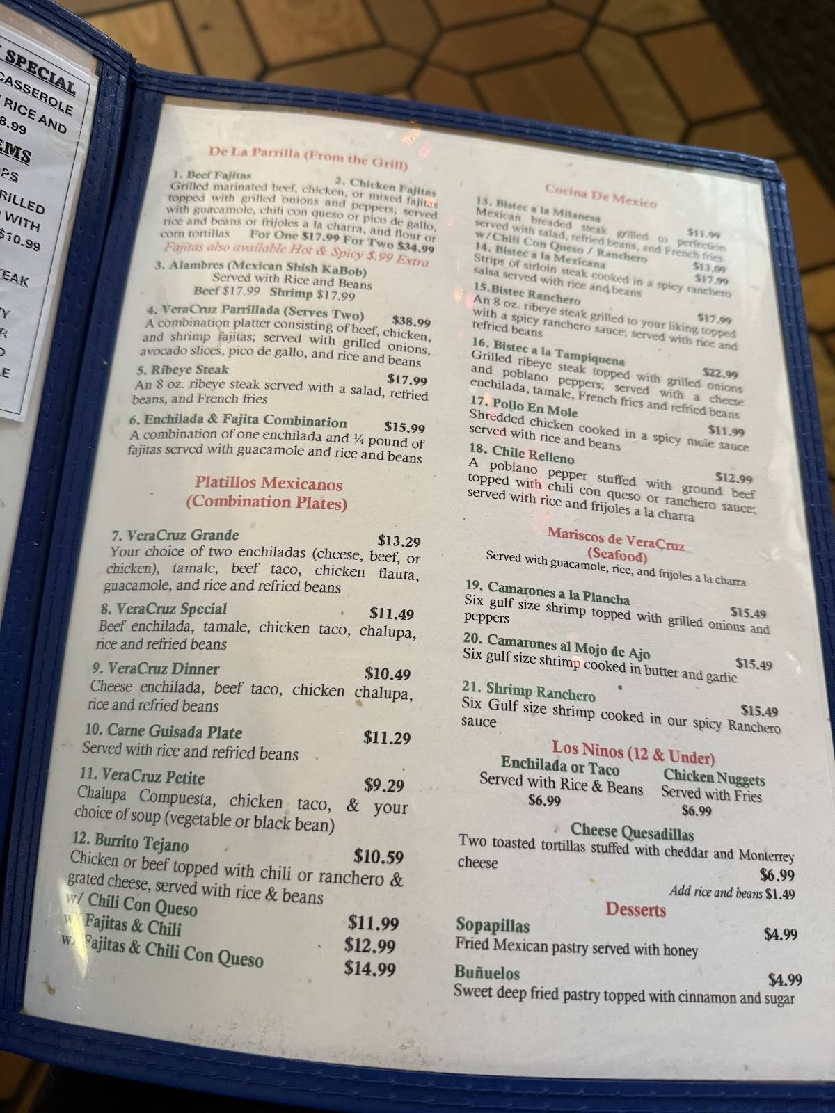 Menu at VeraCruz Restaurant, Victoria
