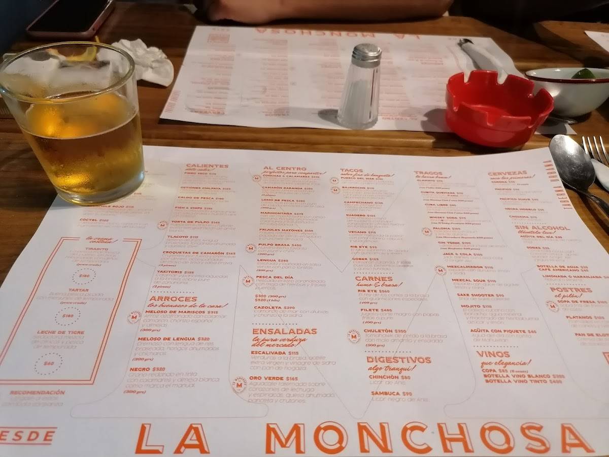 Carta del restaurante La Monchosa, Veracruz