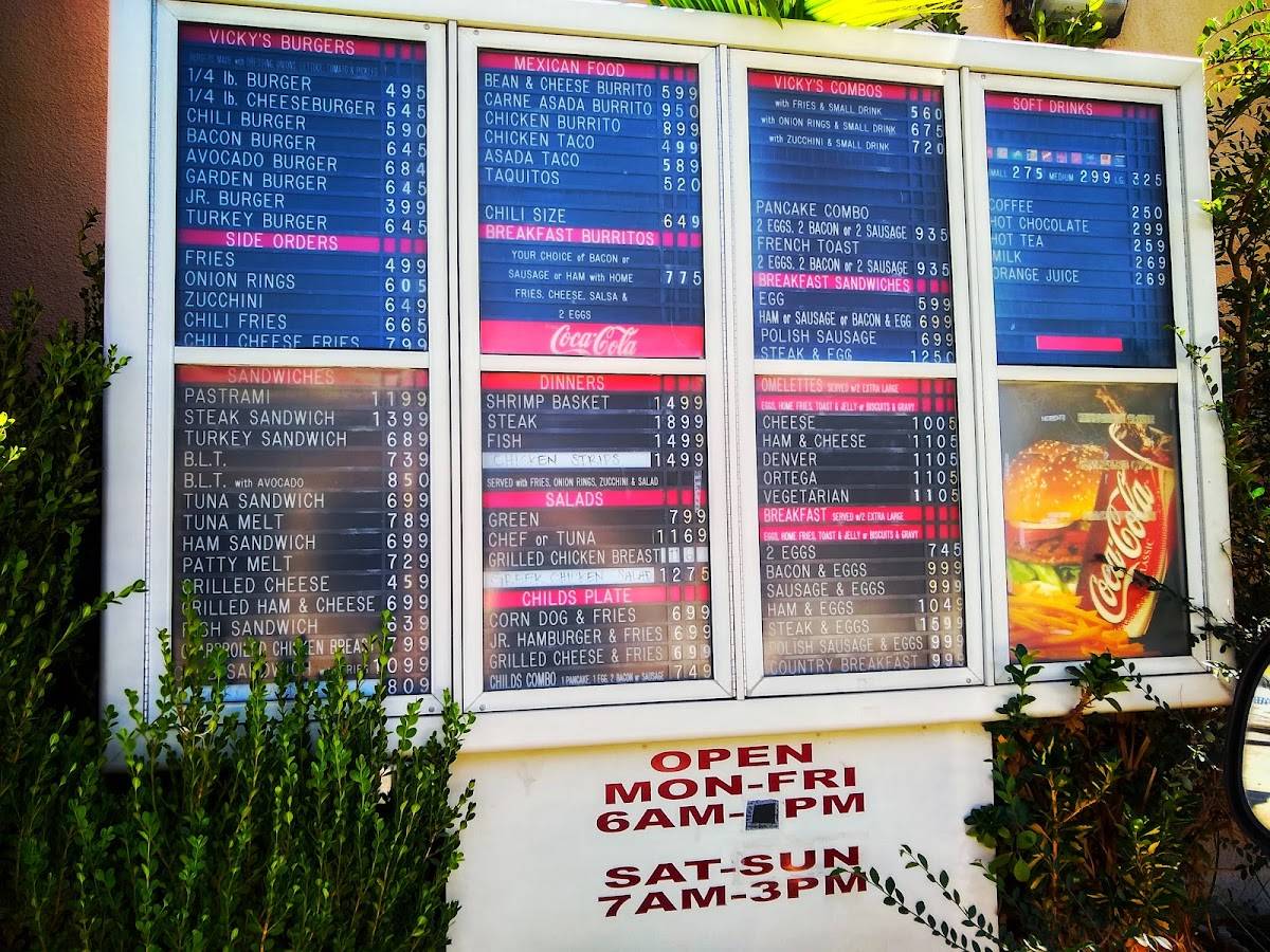 Menu at Vicky's Restaurant, San Bernardino