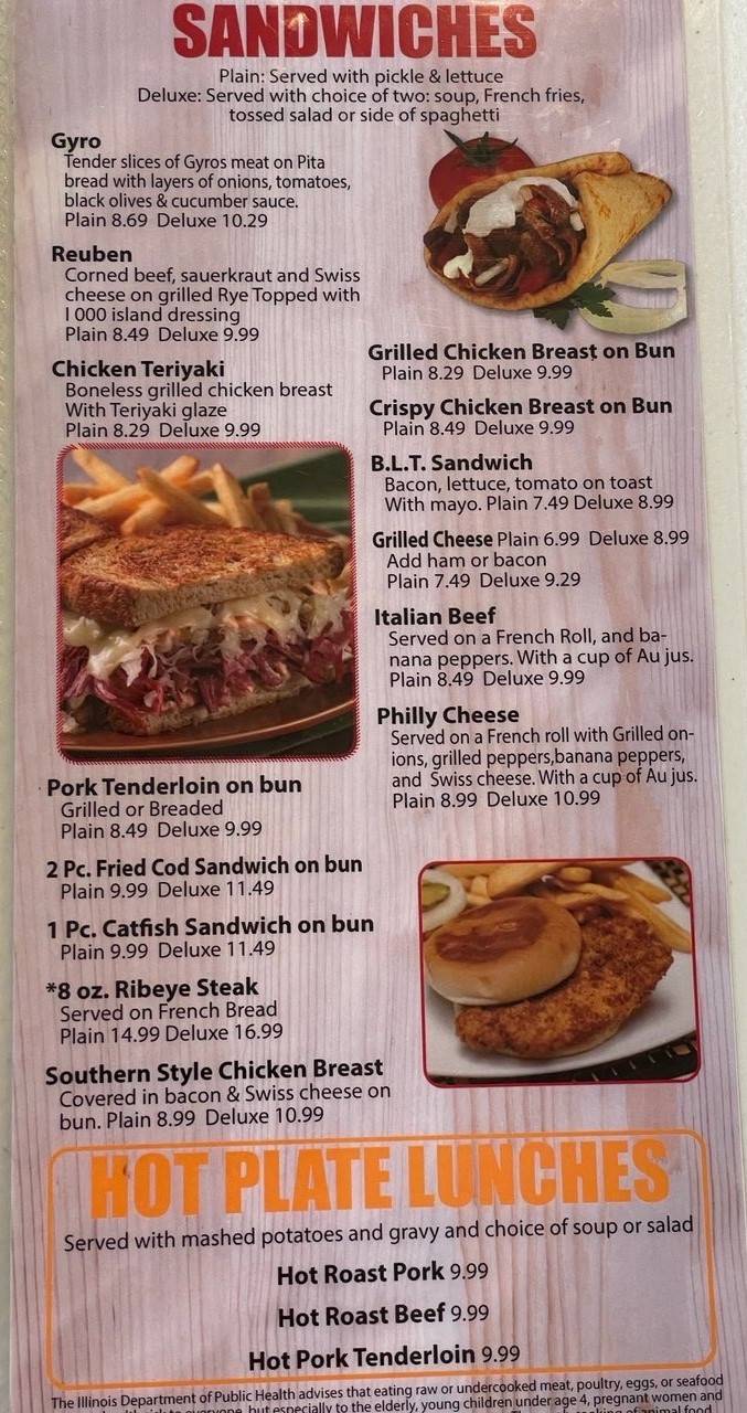 Menu at Vienna Diner restaurant, Vienna