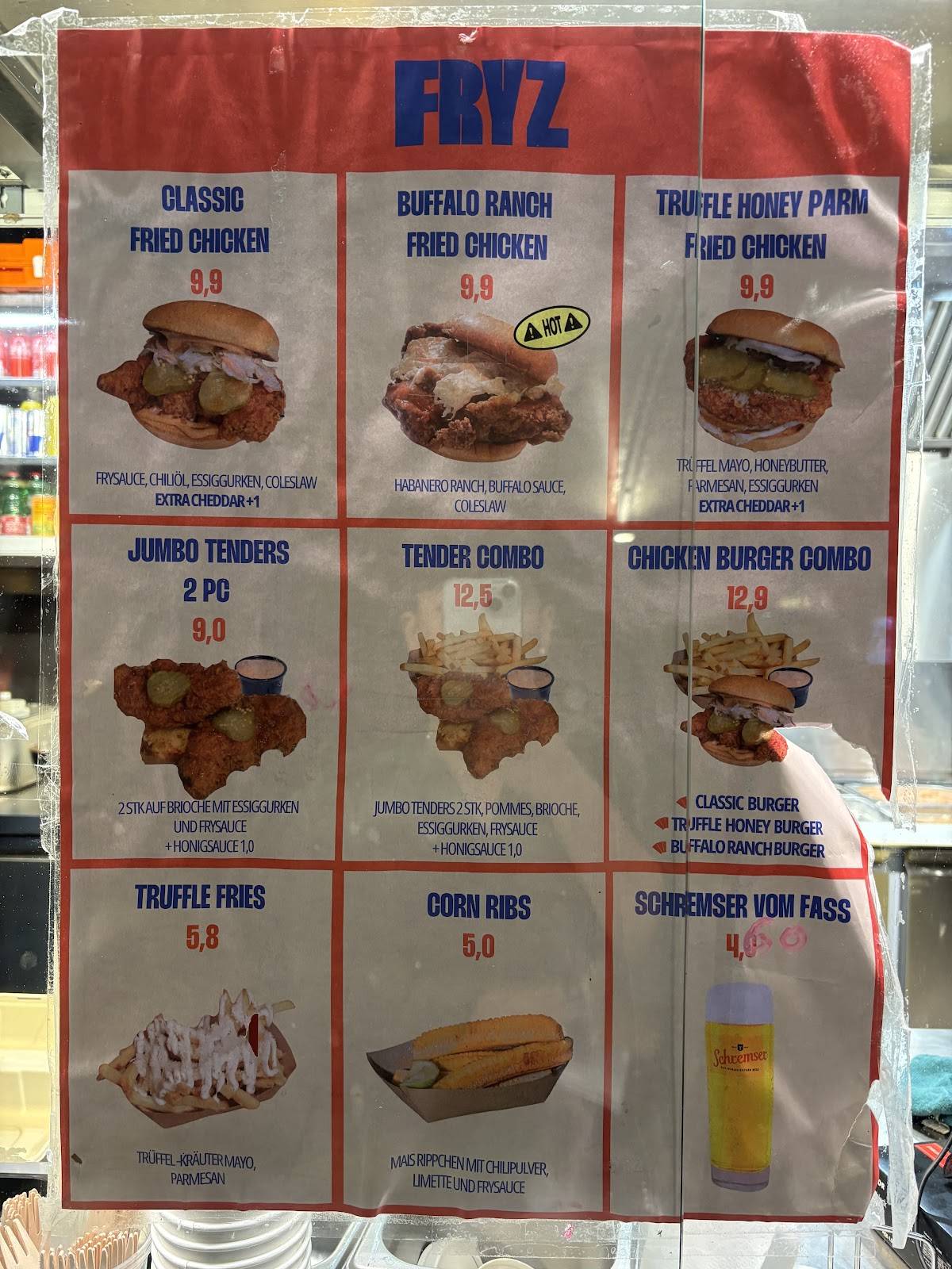 Carta de comida rápida FRYZ, Viena