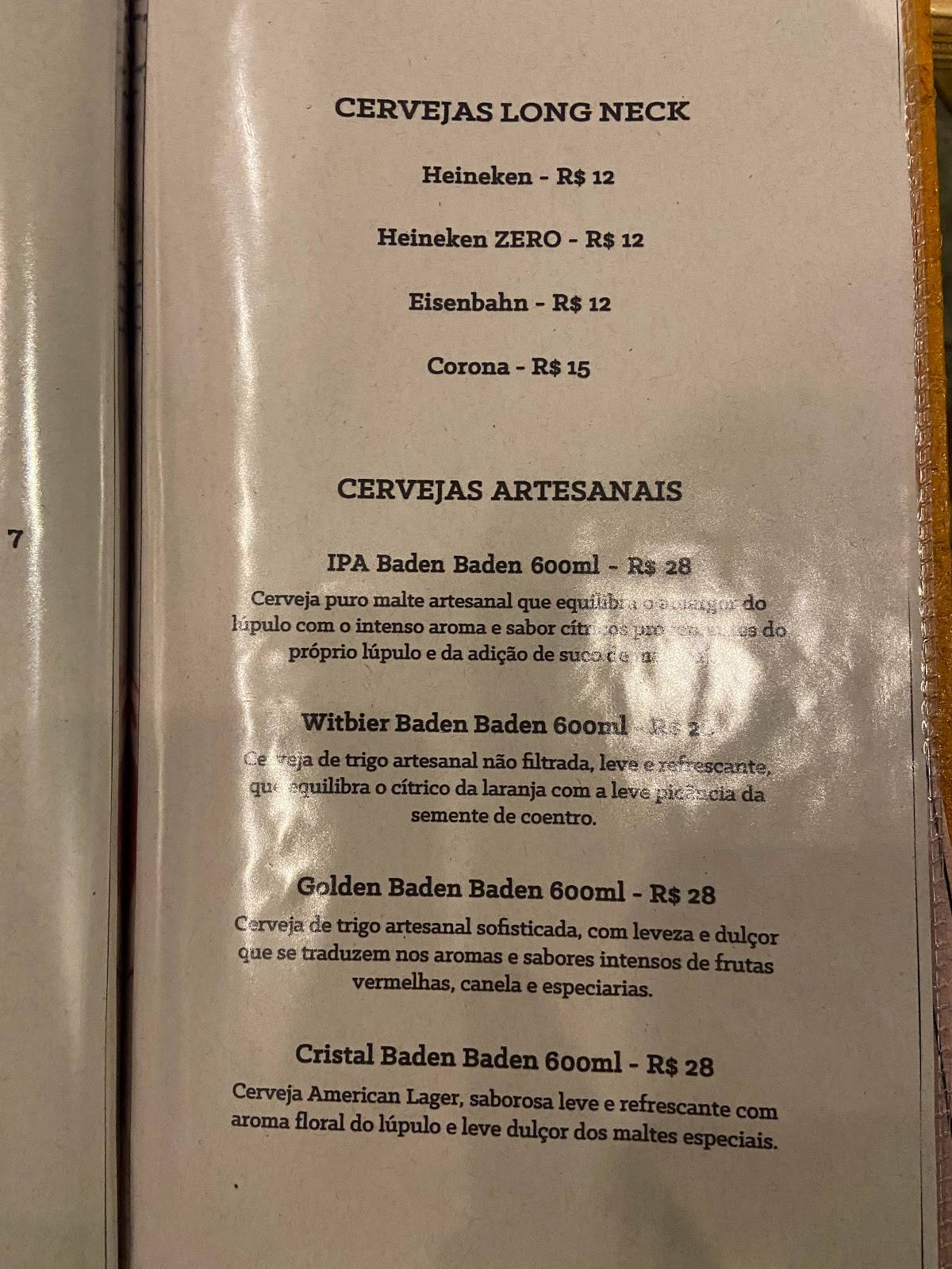 Menu em Bontà restaurante, Vila Velha