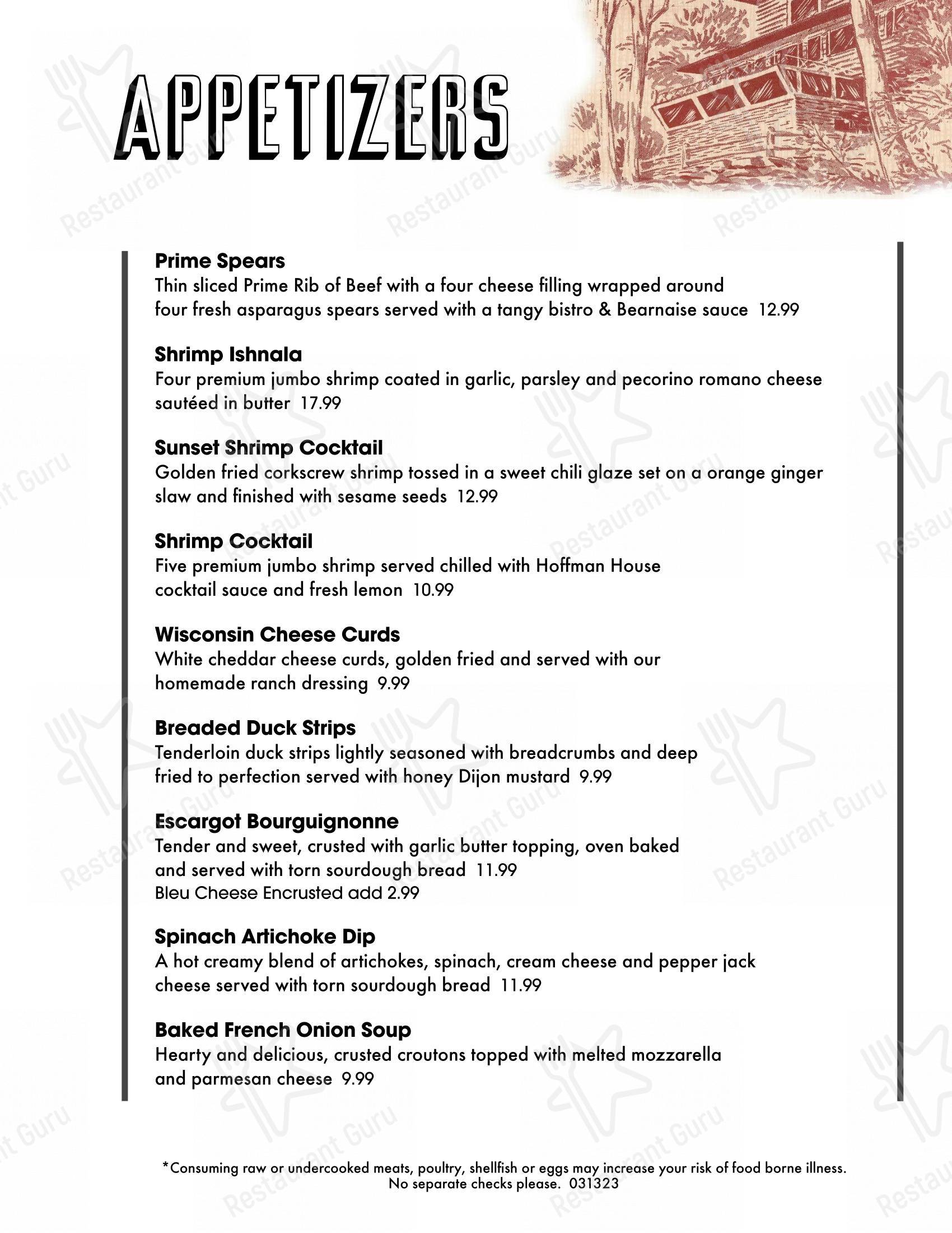 Menu at Village Bar Supper Club, Kieler, County HHH