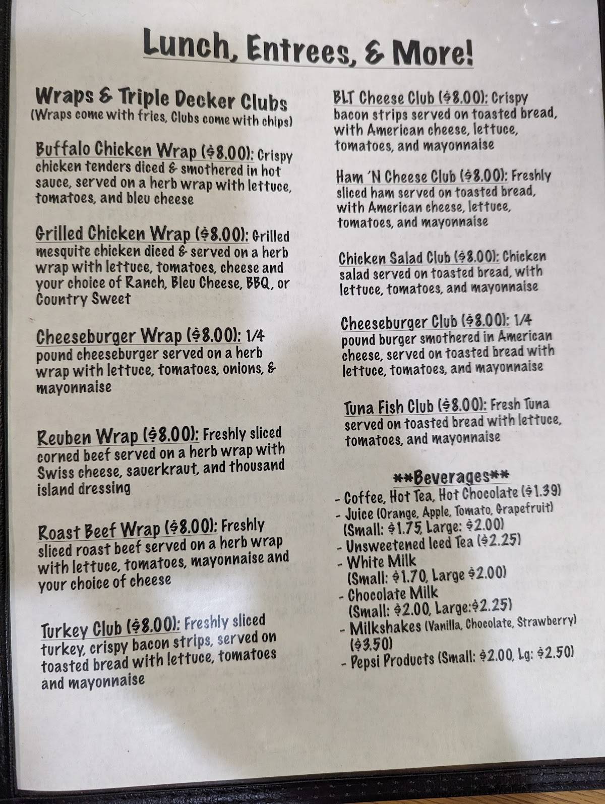 Menu at Village Restaurant, Avon