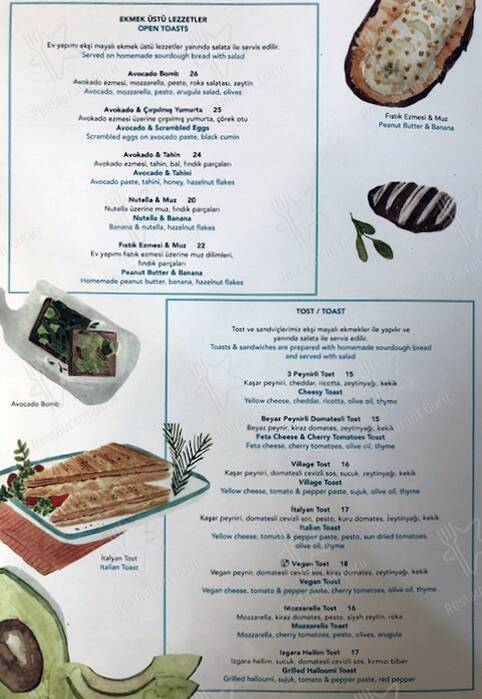 Menu au Village Coffee + Eatery restaurant, Istanbul, Recaizade Sk. No:54/A