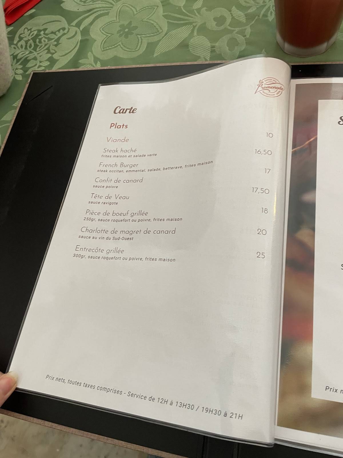 Menu au Hôtel Restaurant La Promenade, Villeneuve-Tolosane