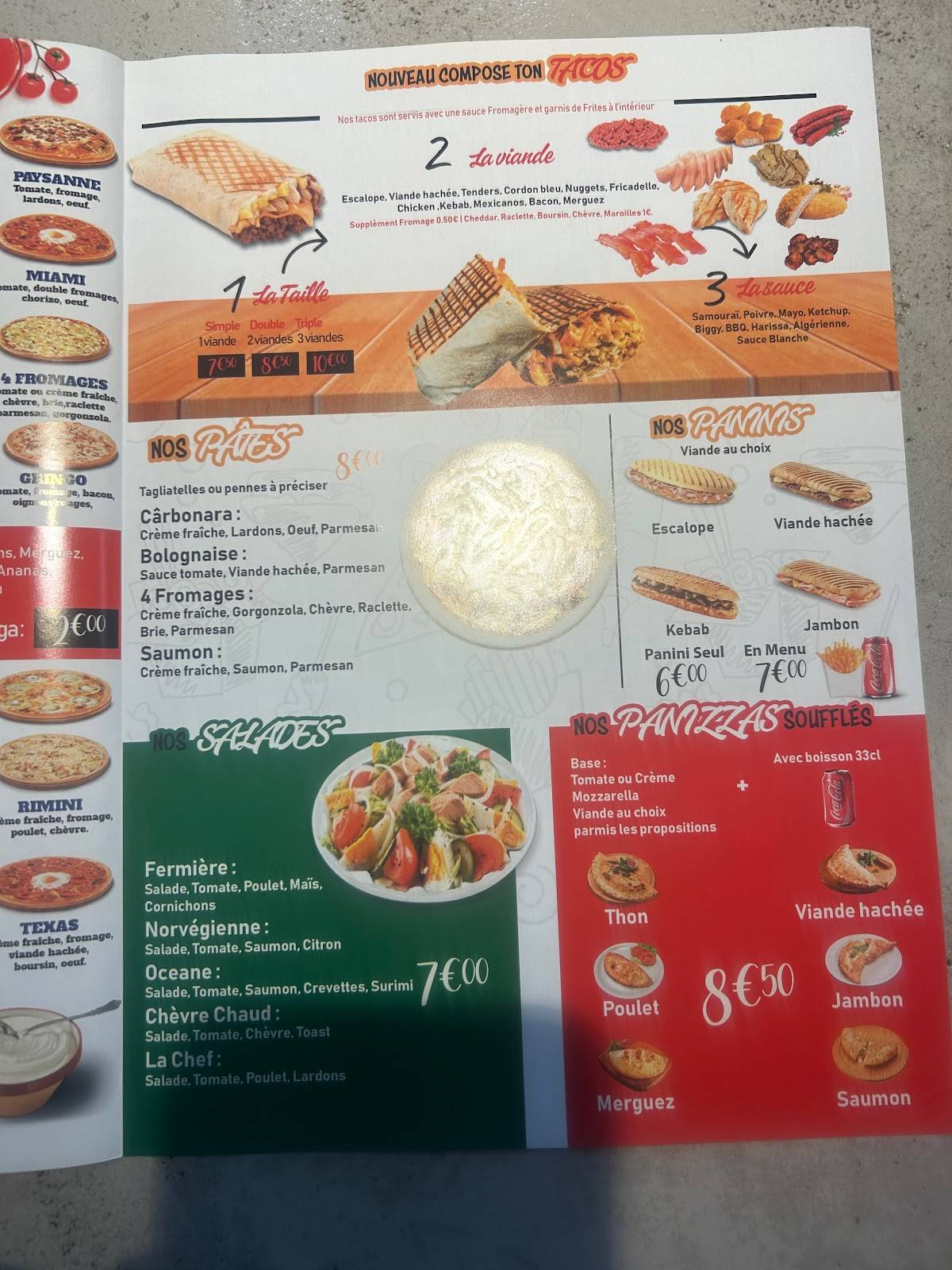 Menu au Pizza Di Roma restaurant, Villers-Outréaux