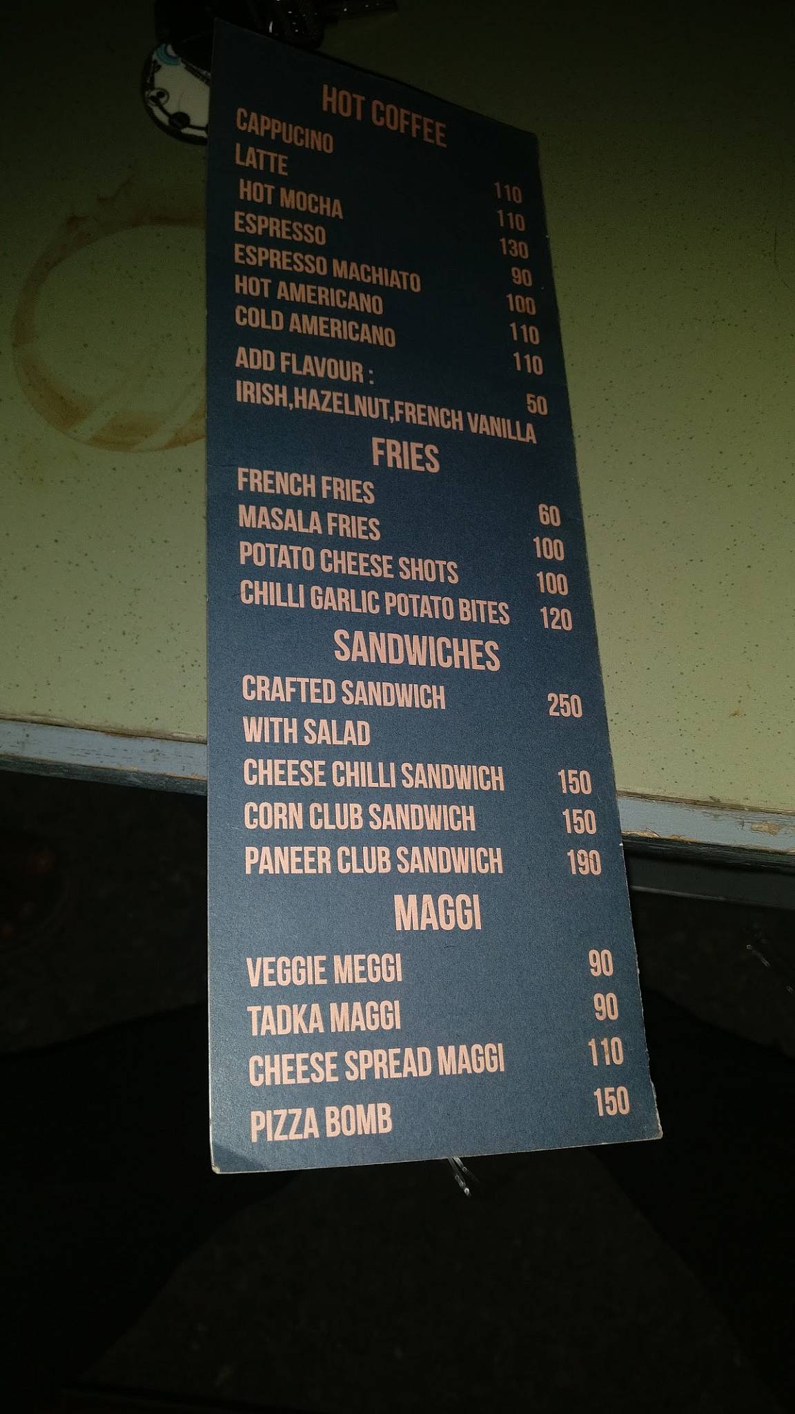 Menu at Vince cafe, Ahmedabad, Karnavati Club Rd