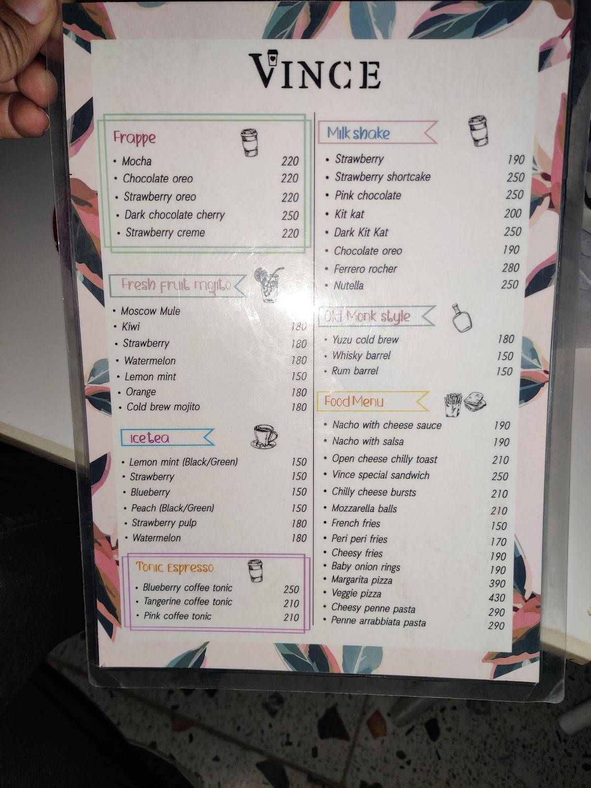 Menu at Vince cafe, Ahmedabad, Karnavati Club Rd