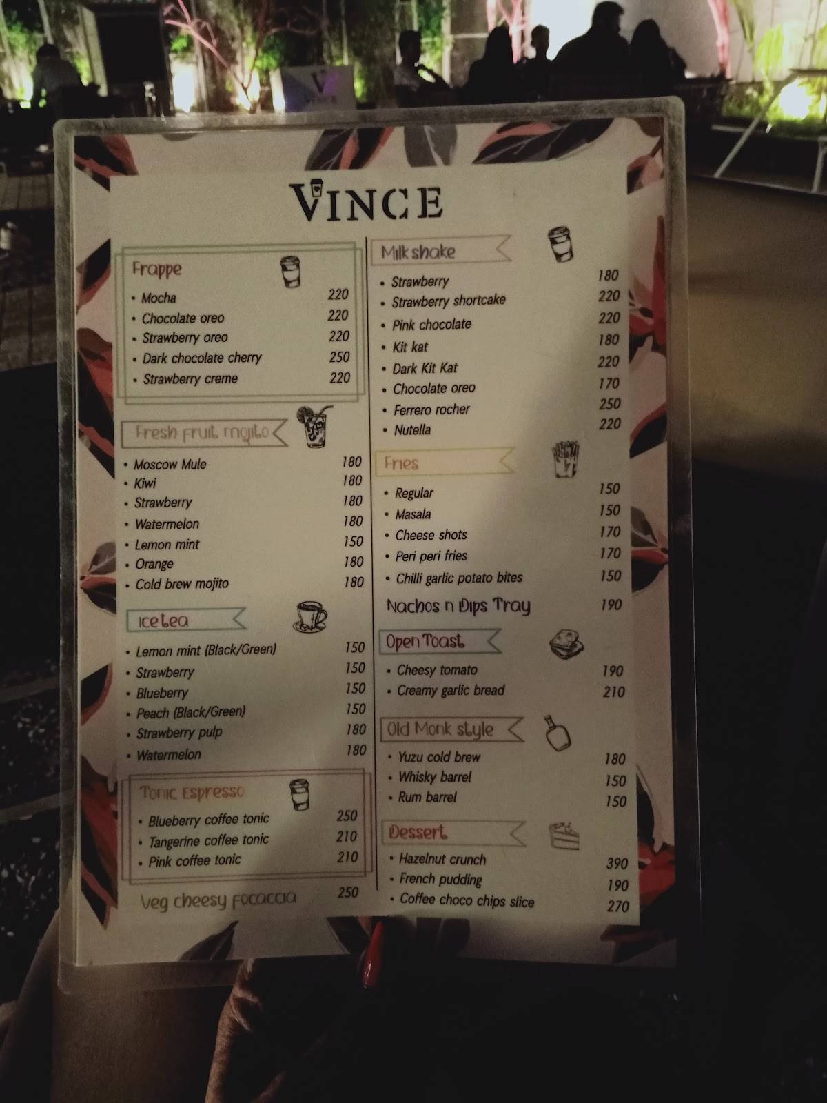 Menu at Vince cafe, Ahmedabad, Karnavati Club Rd