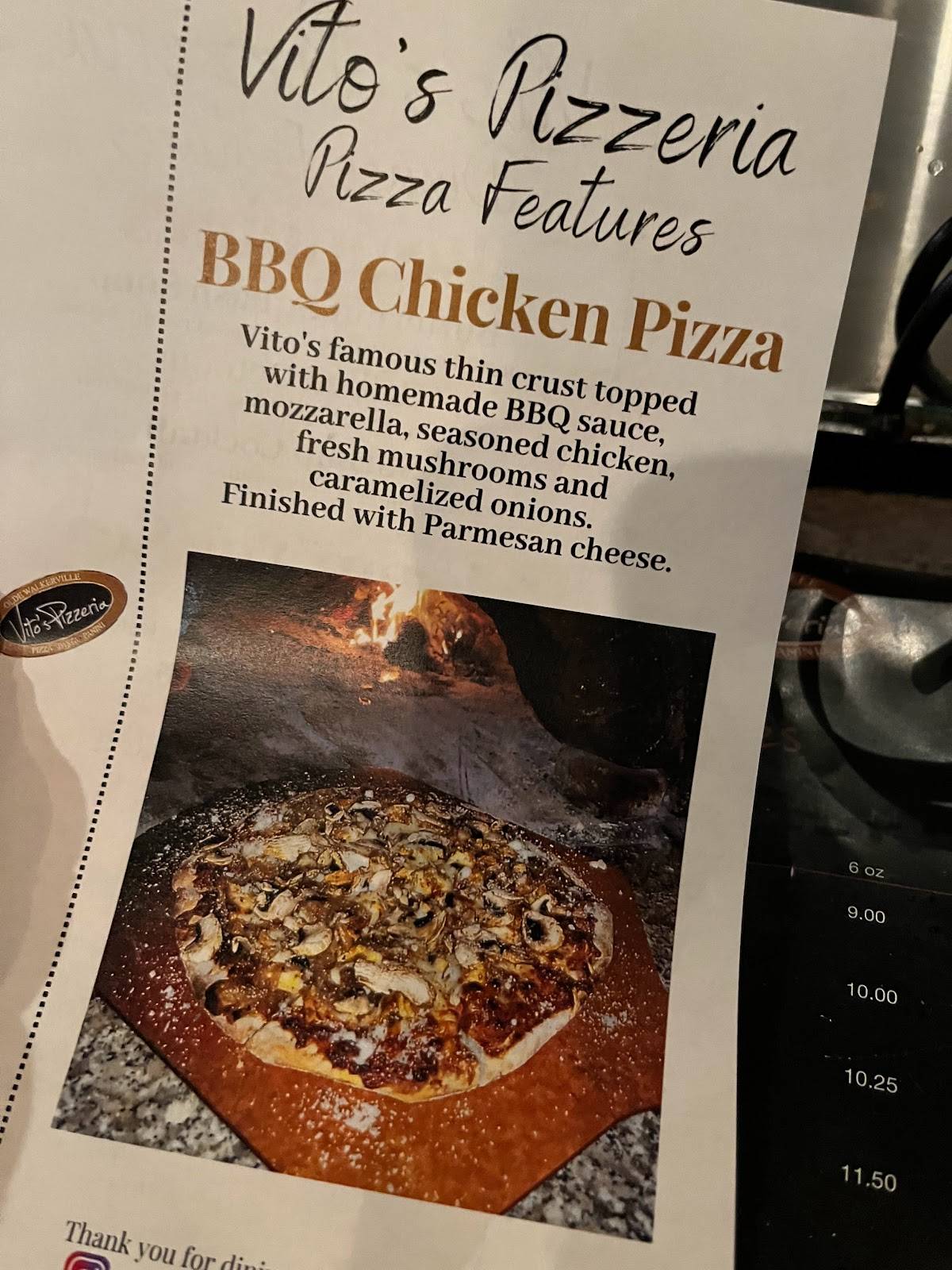 Menu at Vito's Pizzeria, Windsor