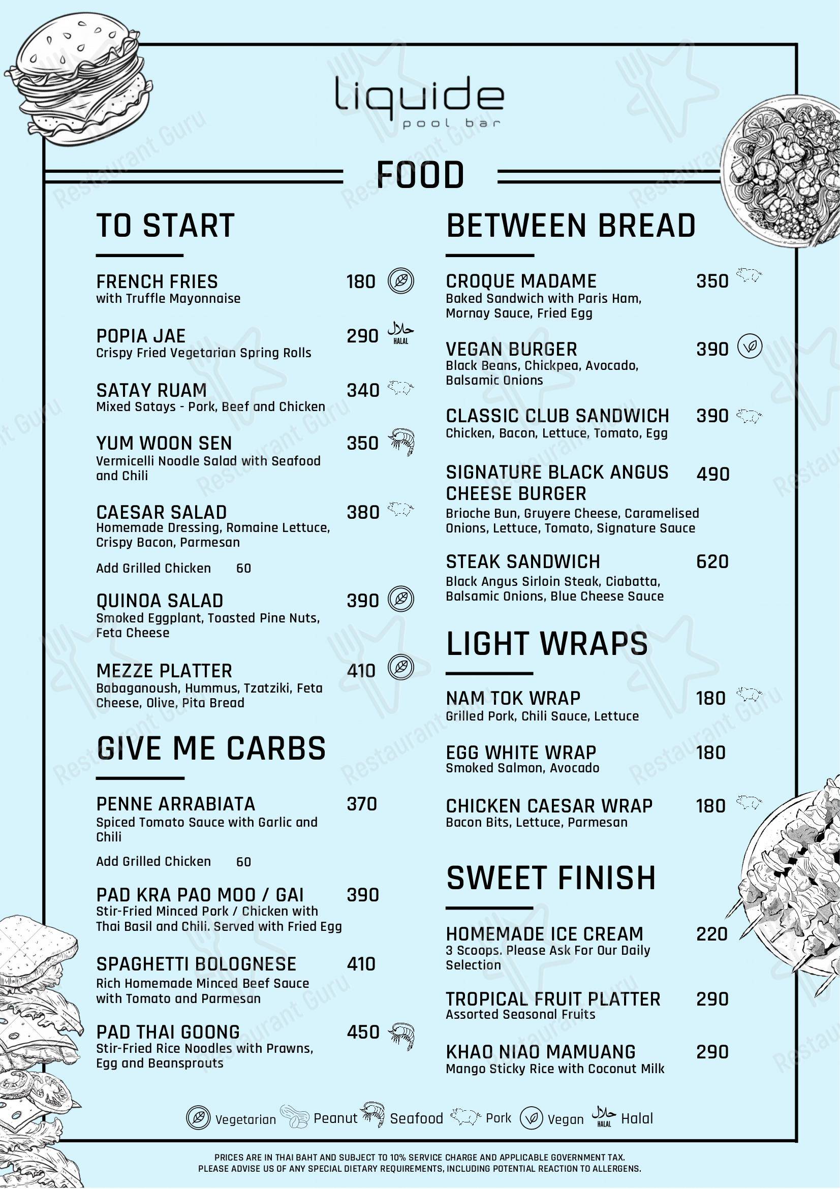 Carta del restaurante Voilà!, Bangkok