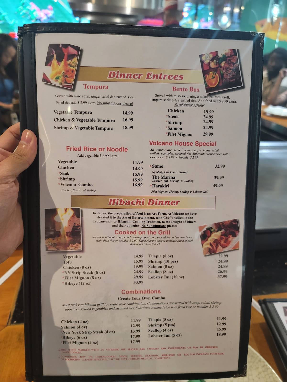 Menu at Volcano Steak & Sushi restaurant, Duluth