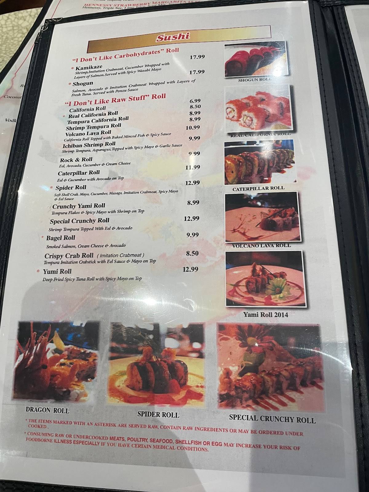 Menu at Volcano Steak & Sushi restaurant, Duluth