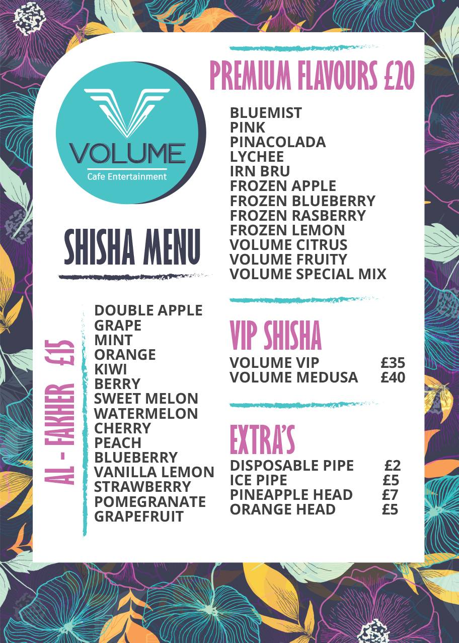 Menu at Volume Cafe, London