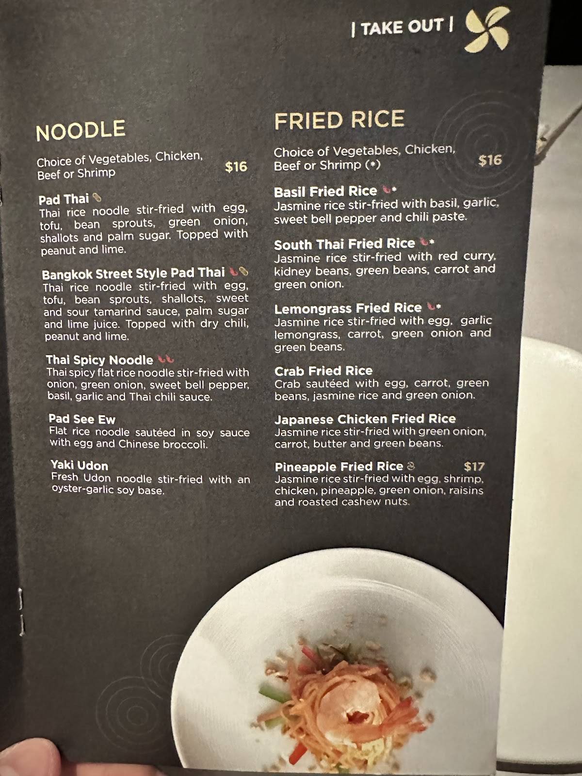 Menu at WIND Japanese and Thai restaurant, Mississauga