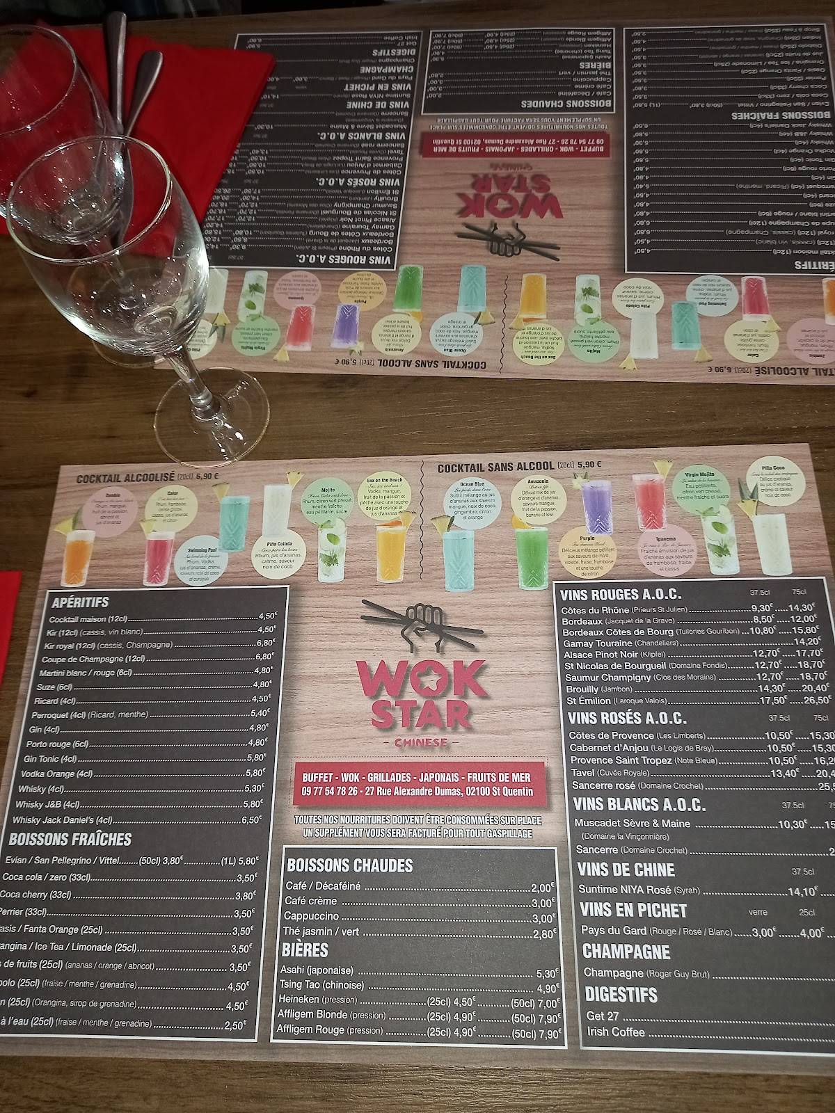 Menu au WOK STAR restaurant, Saint-Quentin