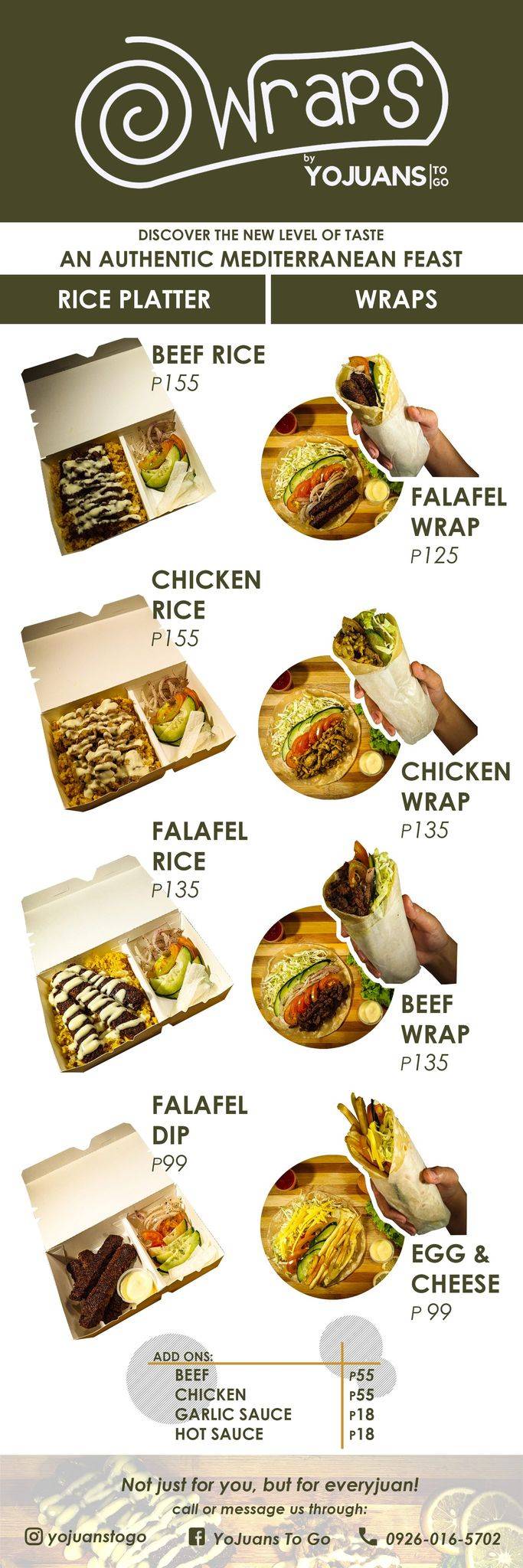 Menu at WRAPS by YOJUANS TO GO restaurant, Quezon City