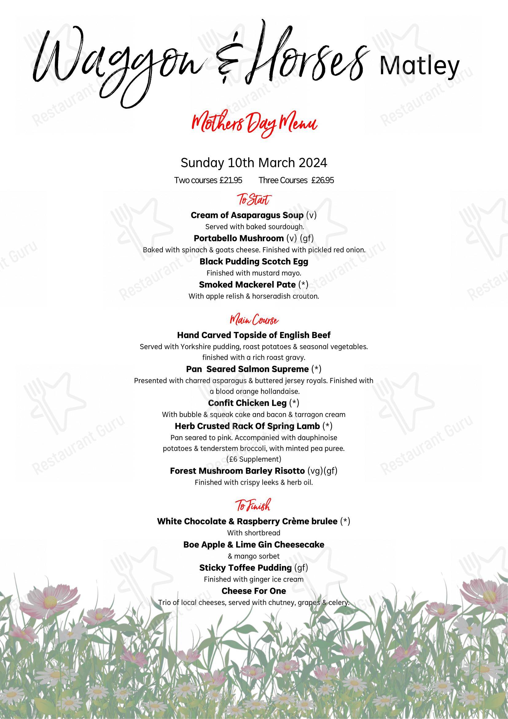 Menu at Waggon & Horses, Matley pub & bar, Stalybridge, 300 Mottram Rd