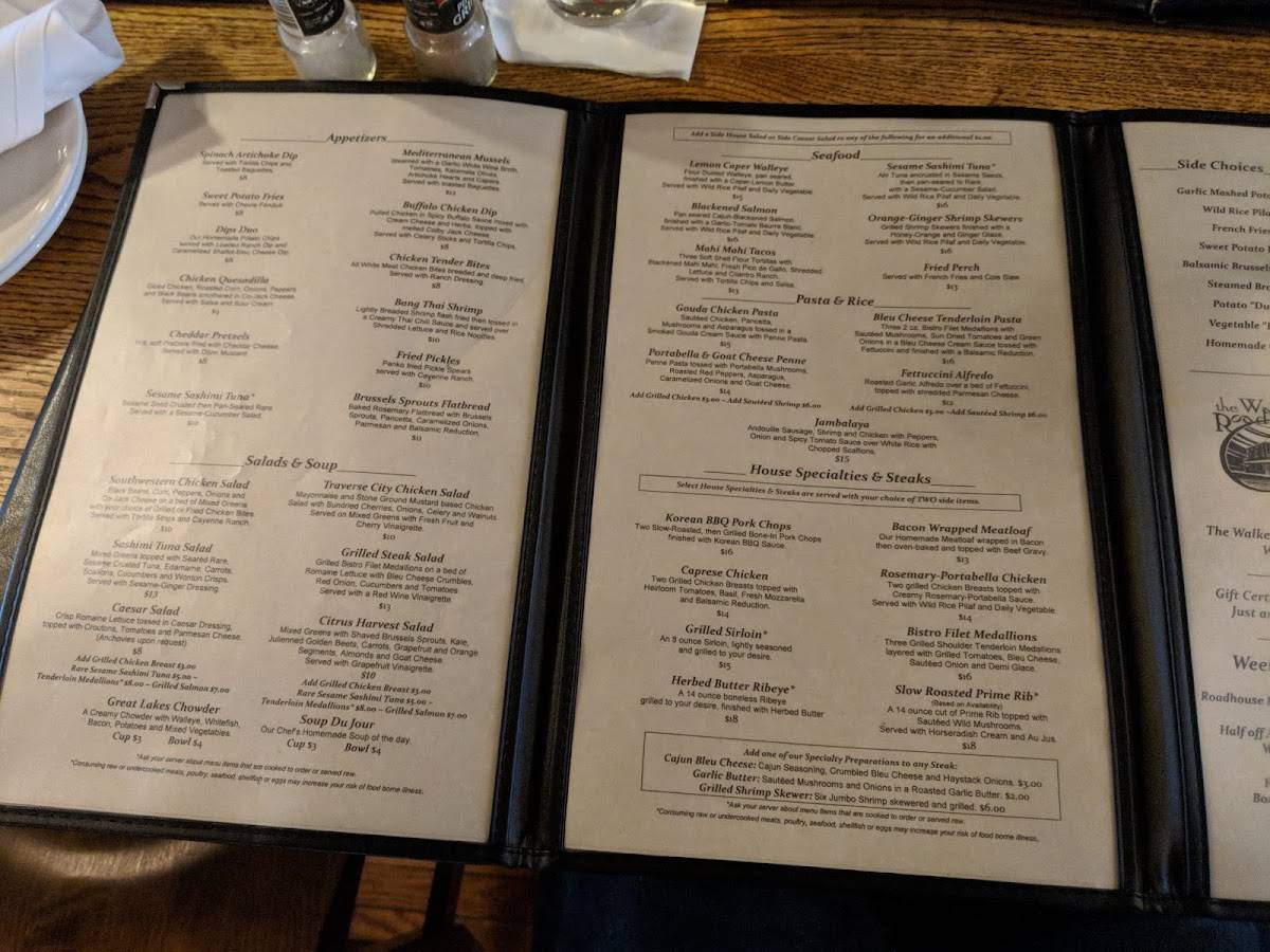 Menu at Walker Roadhouse pub & bar, Grand Rapids