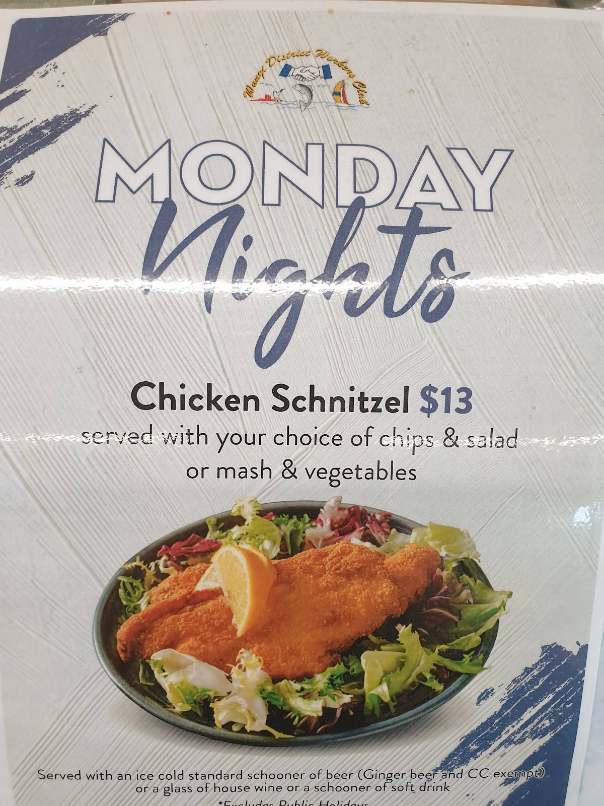 Menu at Wangi Workers Club Bistro, Wangi Wangi