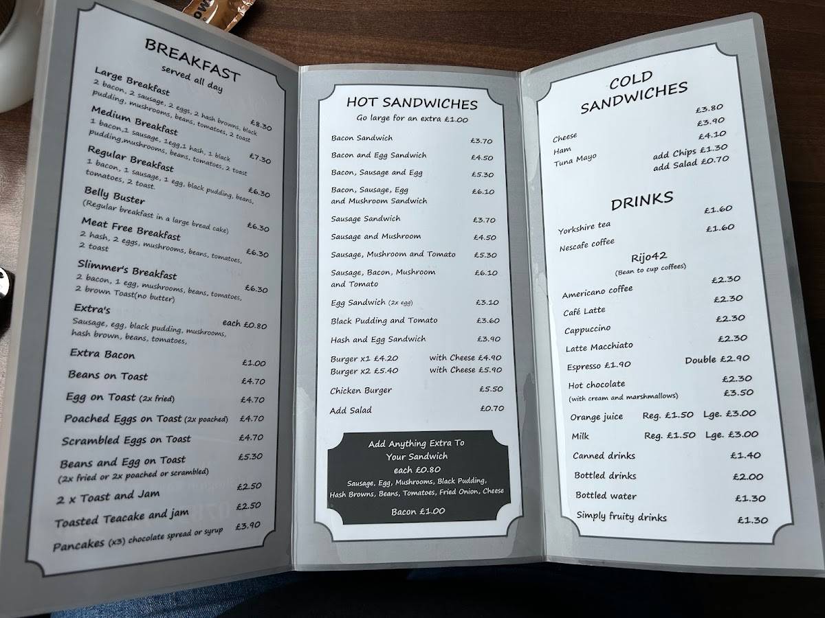 Menu at Warley Cross Cafe, Brandesburton