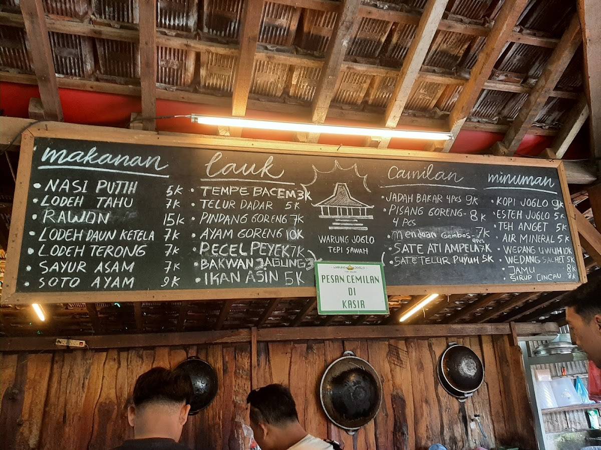 Menu at Warung Joglo Tepi Sawah restaurant, Denpasar