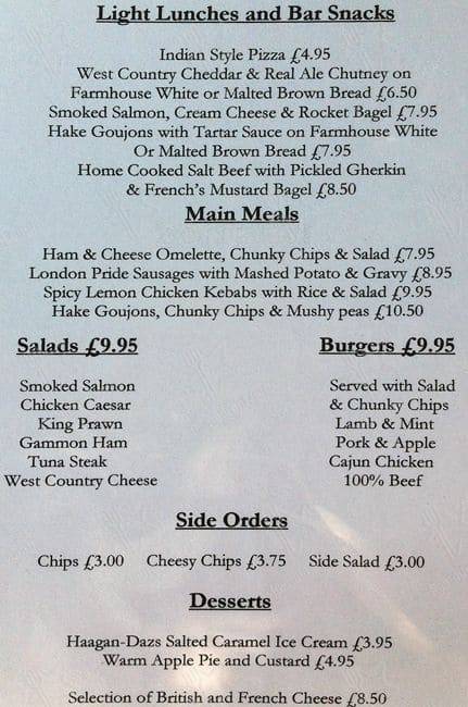Menu at The Warwick Arms pub & bar, London