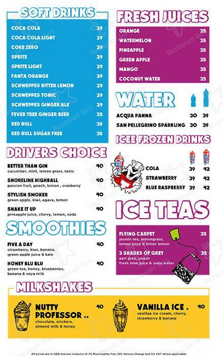 Menu at Wavehouse Dubai restaurant, Dubai, Ground Floor، Atlantis The ...