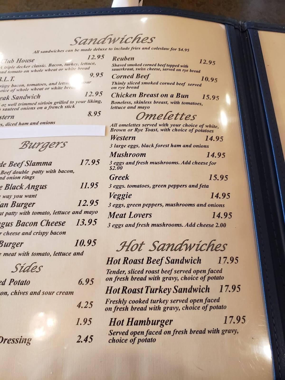 Menu at Wayside Dining Lounge restaurant, Talbotville
