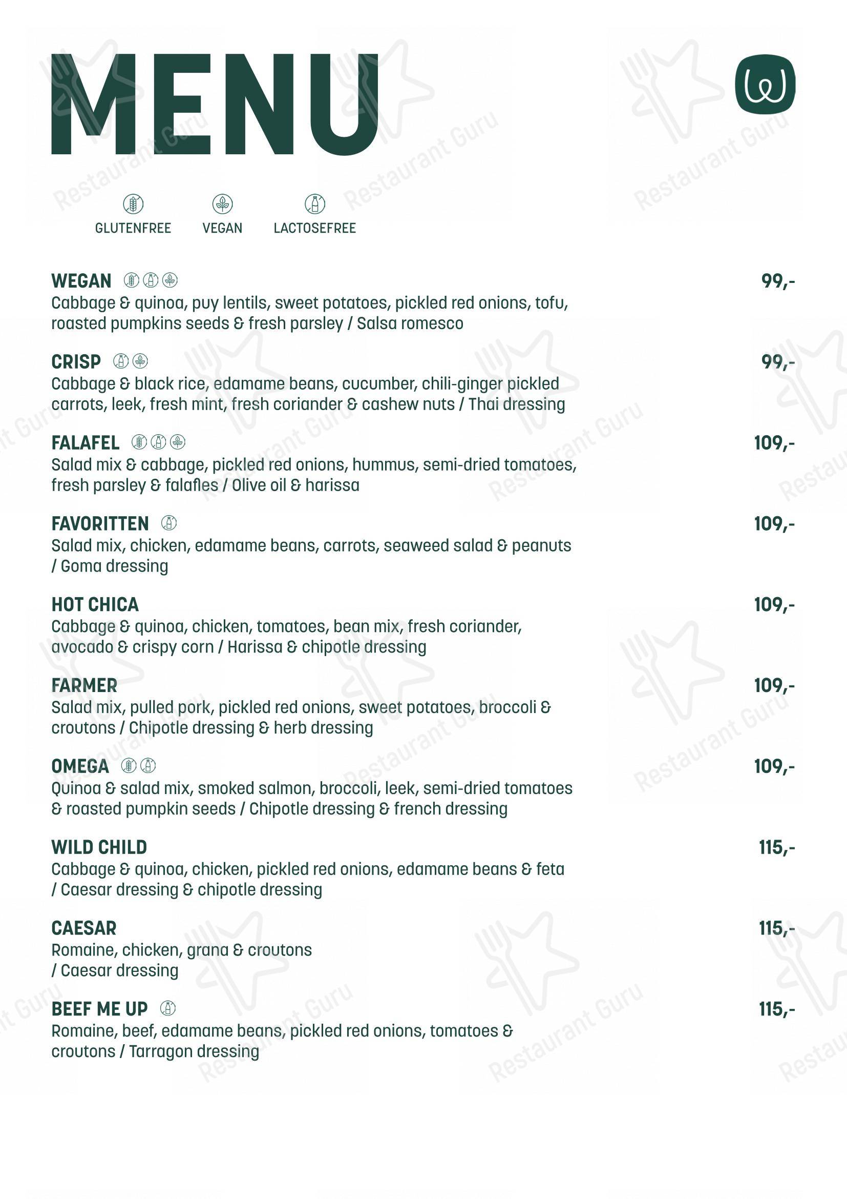 Carta del restaurante Wedo Valby, Copenhague, Valby Langgade 36