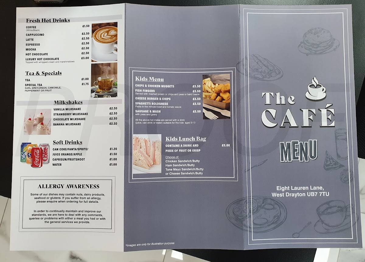 Menu at The Cafe, West Drayton, 8 Laurel Ln