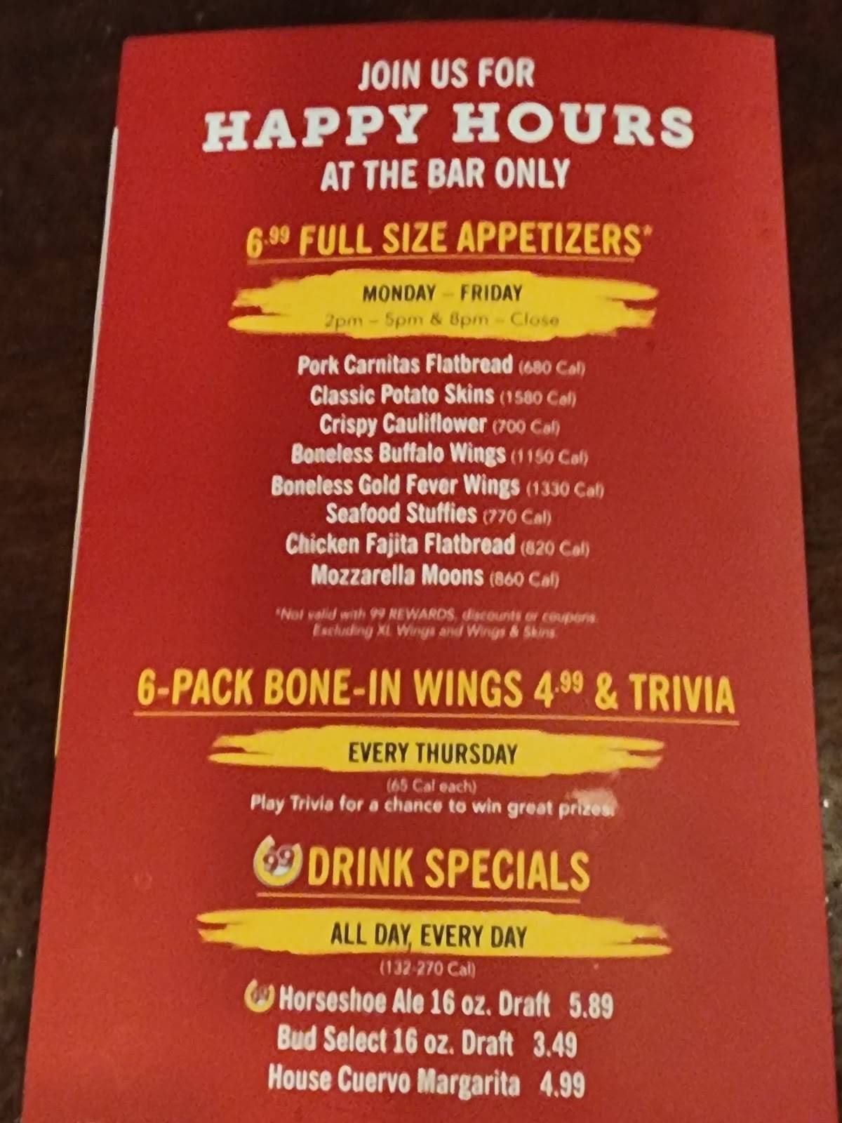 Menu at 99 Restaurants, Westerly