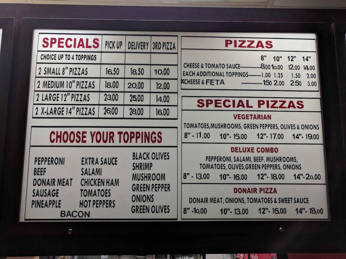 Menu at Western Style Chicken & Pizza pizzeria, Calgary